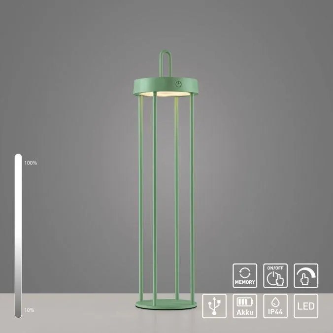 LD 19301-43 ANSELM LED stolní lampa na baterie zelená 50cm dotykový stmívač IP44 zahradní svítidlo 2700K - JUST LIGHT