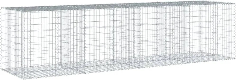 Gabionový koš s víkem 400 x 100 x 100 cm pozinkované železo 3295196