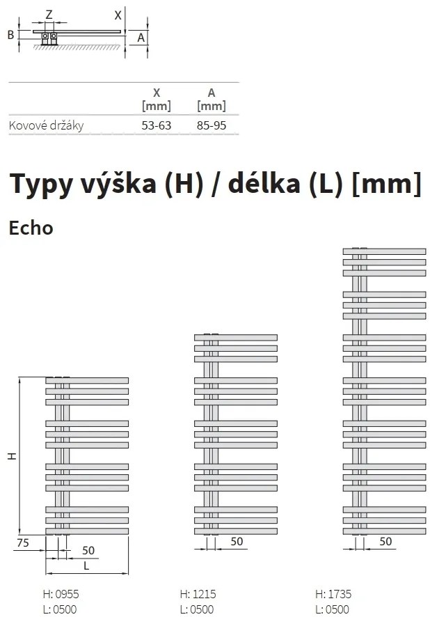 Isan Echo 1735 x 500 mm koupelnový radiátor bílý