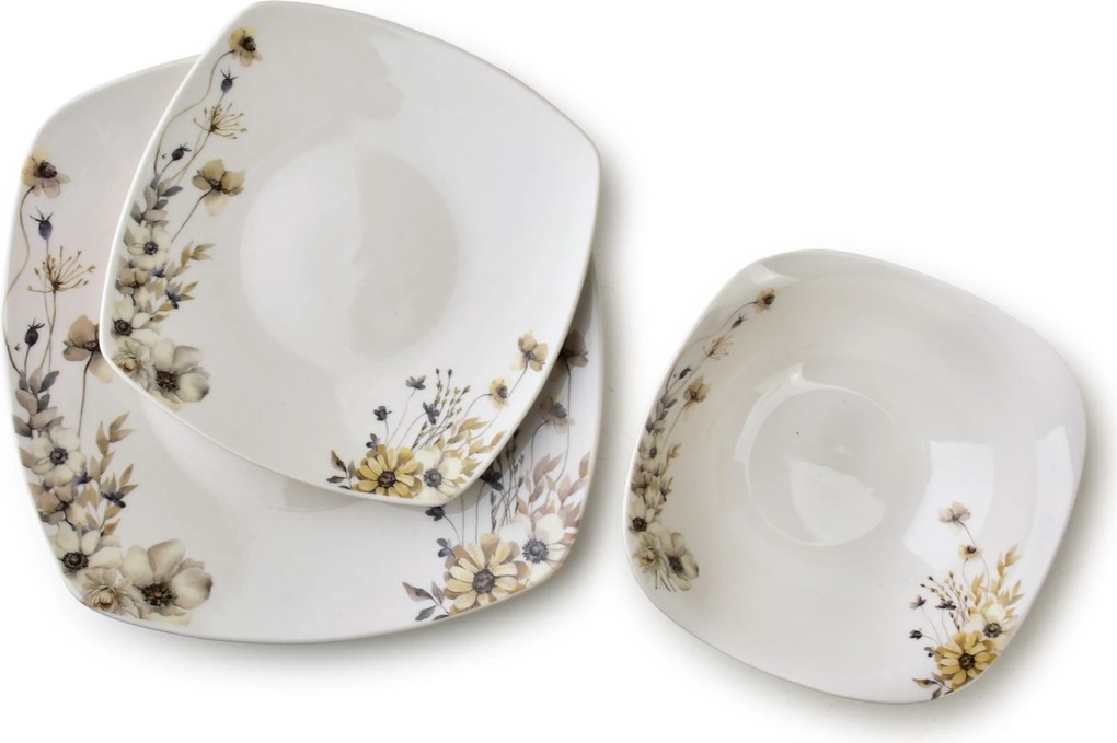 Porcelánová jídelní sada LEA Prime 18 ks bílá/béžová