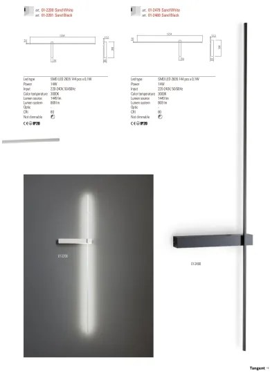 Redo 01-2479 - LED Nástěnné svítidlo TANGENT LED/14W/230V 3000K bílá
