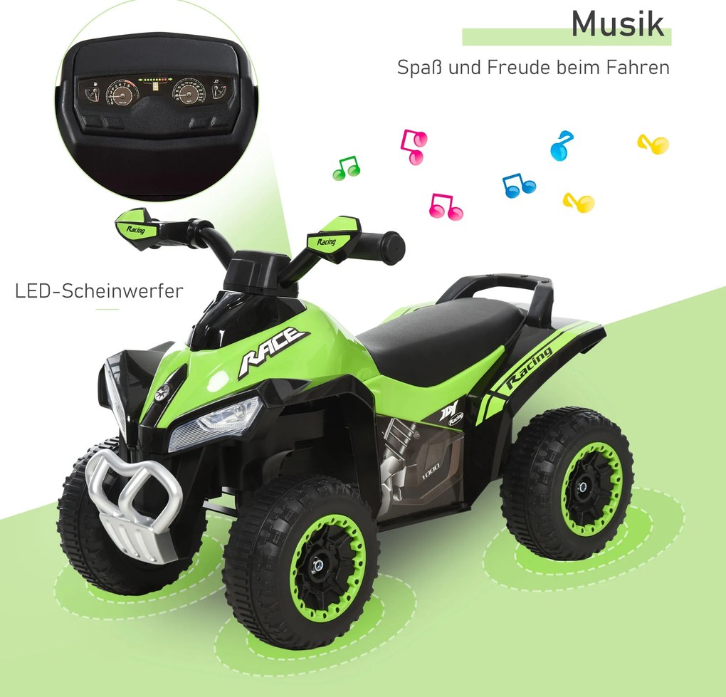 HOMCOM Dětské auto na klouzání, šlapací auto s nožičkami, dětské auto na klouzání, dětské vozidlo pro 18-36 měsíců, světlo, hudba, zelené, 67,5 x 38 …