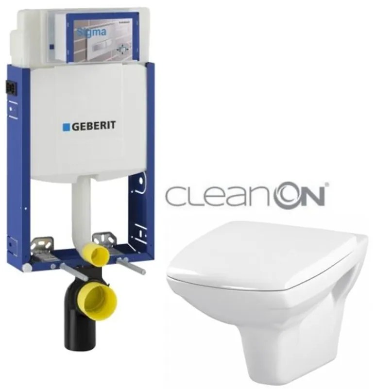 AKCE/SET/GEBERIT - SET Kombifix KOMBIFIX ECO pro závěsné WC, nádržka UP 320 bez Ovládací desky + WC CERSANIT CARINA CLEANON + SEDÁTKO 110.302.00.5 CA1