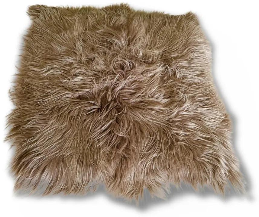 Kožený koberec z ovčí kůže - dlouhý chlup - šedohnědý taupe - 2K - rovný 2 kůže Dlouhý chlup 10-20 cm