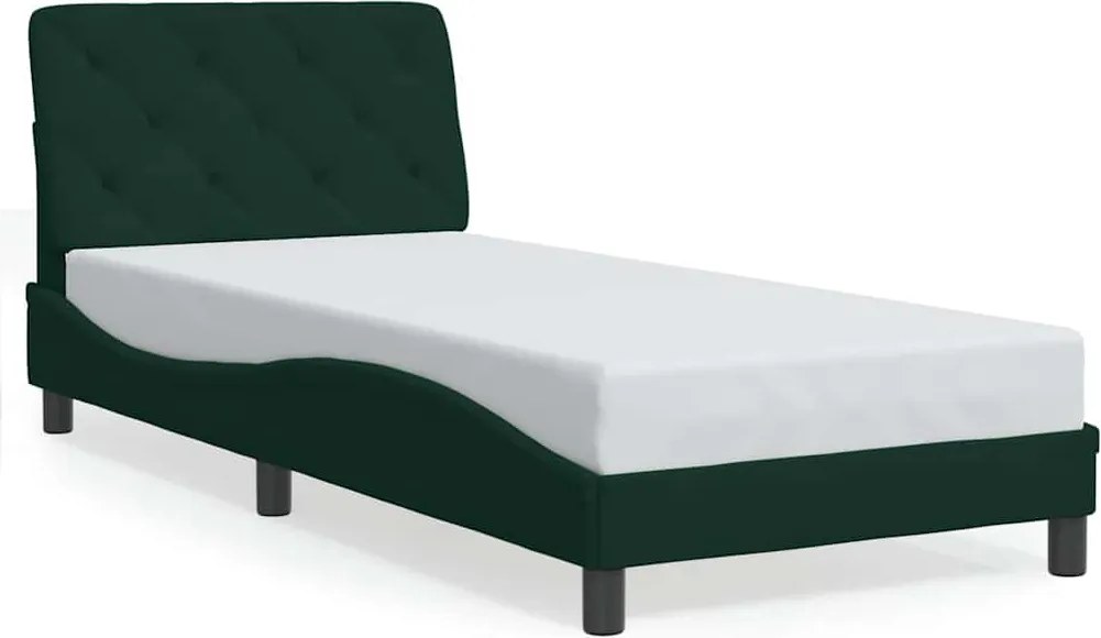 Rám postele bez matrace tmavě zelená 90 x 190 cm samet 3207896