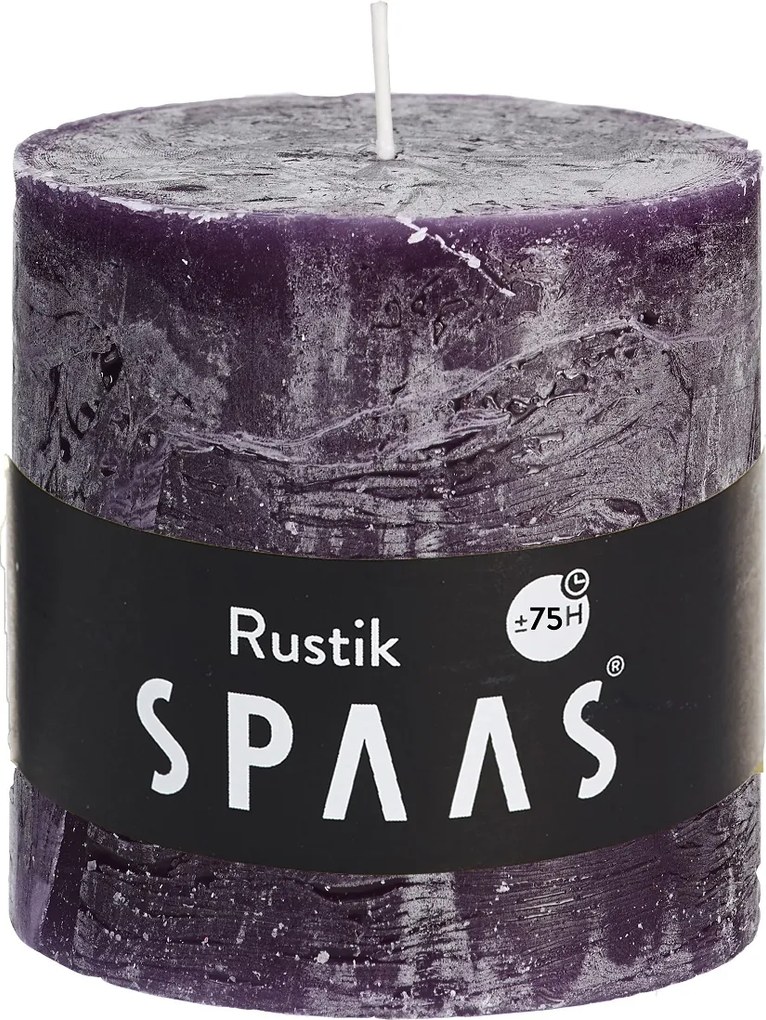 SPAAS Svíčka válec rustikální 10x10cm tmavě fialová