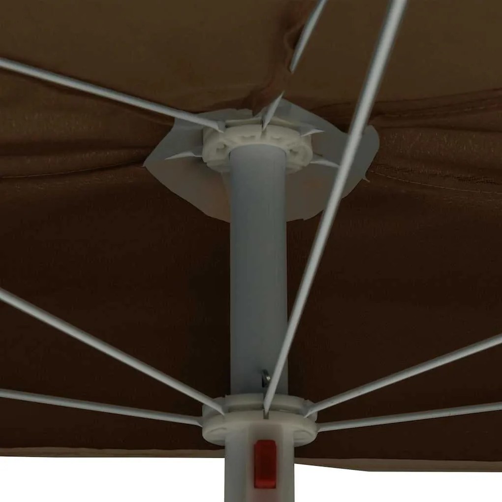 Zahradní půlkruhový slunečník s tyčí 180 x 90 cm taupe 315562