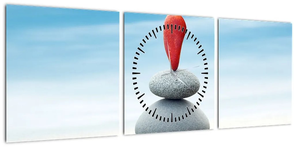 Obraz - Rovnováha s kameny (s hodinami) (90x30 cm)