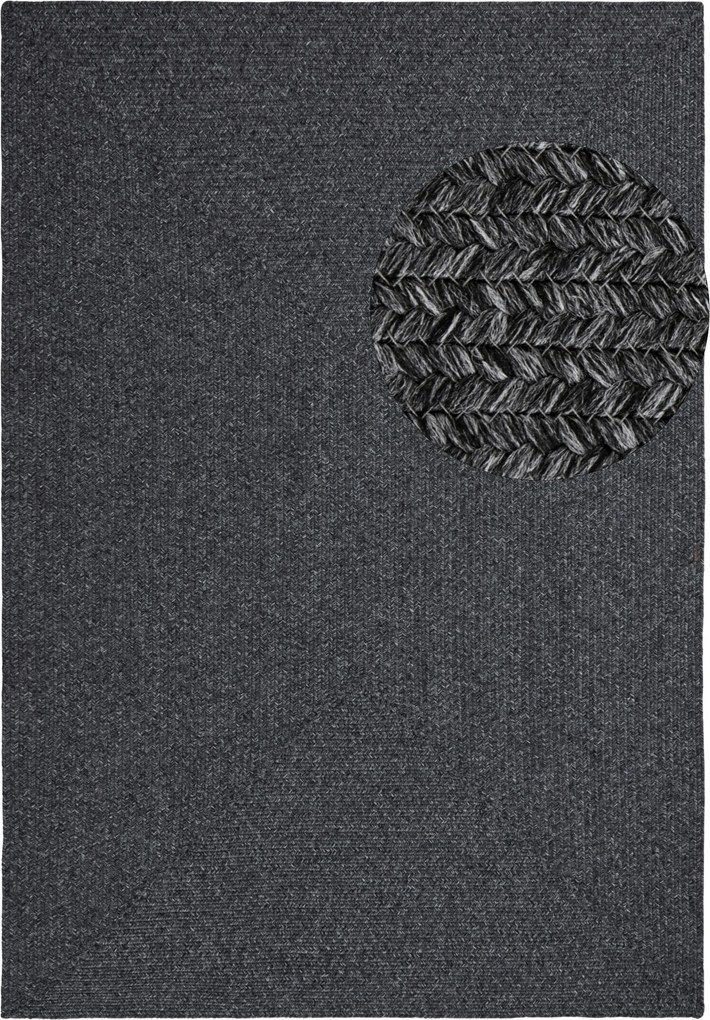 Kusový koberec Braided 105550 Dark Grey – na von aj na doma, 80x200, šedá, chodba / predsieň, Hanse Home