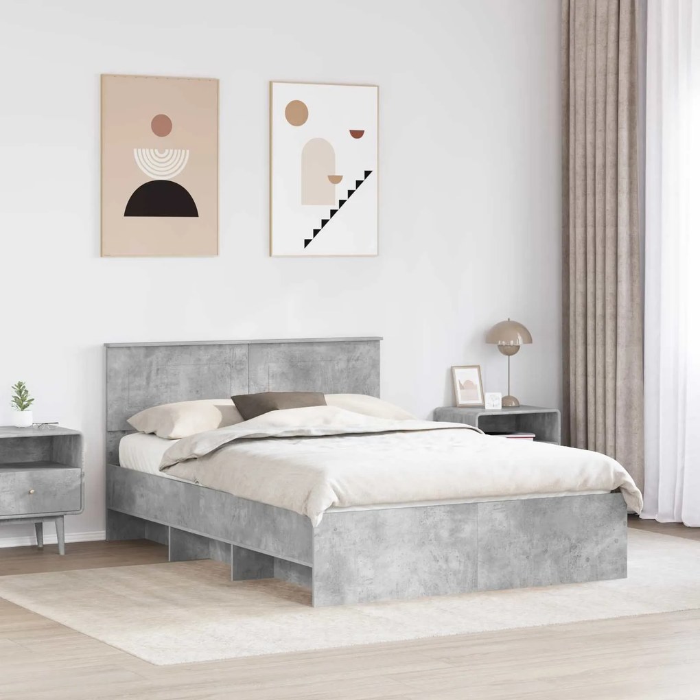 Rám postele s čelo Betonově šedá 140 x 200 cm Kompozitní dřevo 3408854