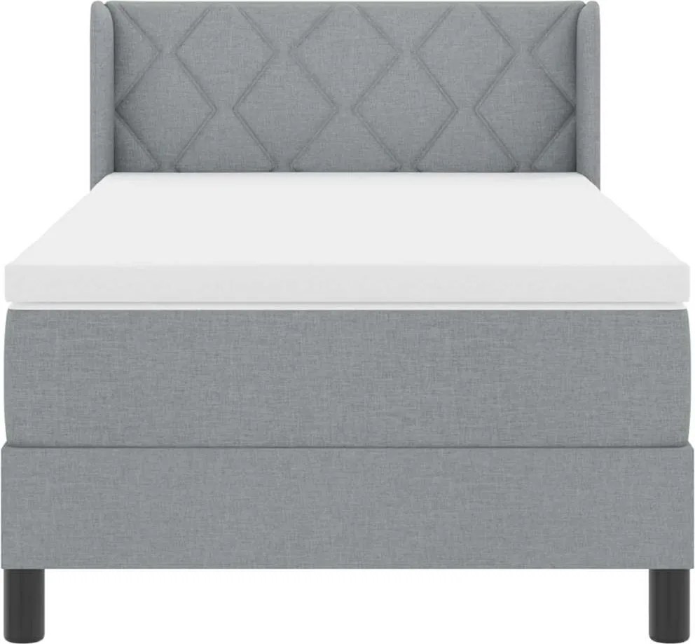 Postel s boxspringem s čelo Světle šedá 200 x 90 cm textil 3341146