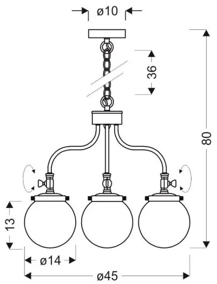 Lustr na řetězu BALLET 3xE27/40W/230V matný chrom