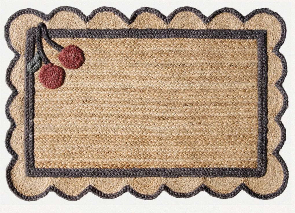 Diamond Carpets India, Ručně vázaná rohožka Berry SM-16 Natural Black, 50x80, béžová, chodba / předsíň