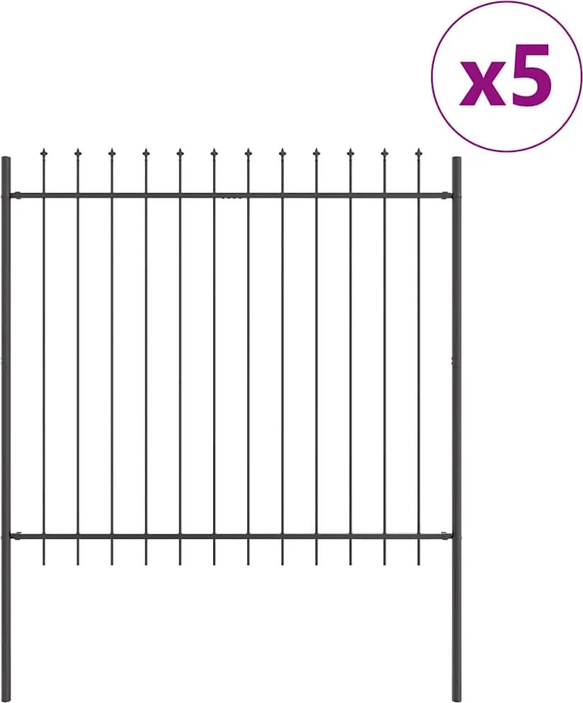 Zahradní plot WOERDEN 5 ks 8,5 x 1,5 m Práškově lakovaná ocel 3334092