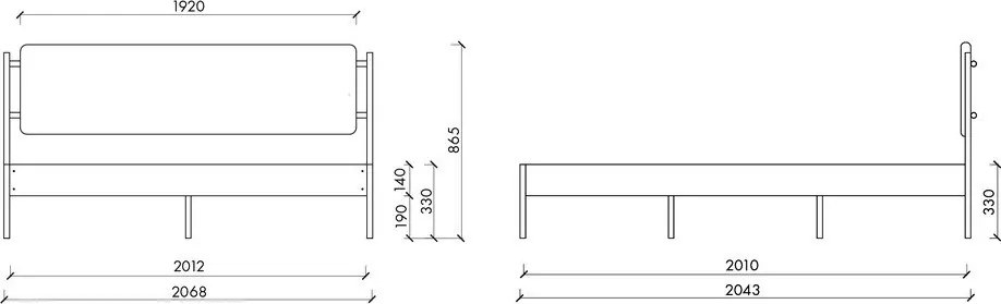 Bílá ocelová čalouněná dvoulůžková postel s roštem 200x200 cm Eton Basic – noo.ma