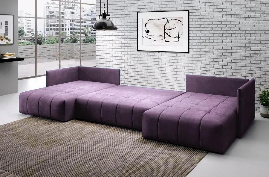 MEBLE ROBERT DAVOS U sedací souprava lila 353 x 83 x 180 cm