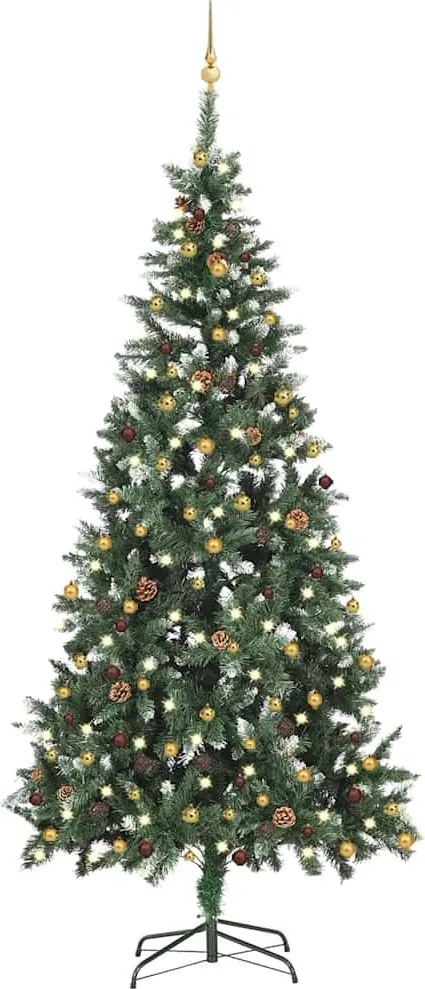 Umělý vánoční stromek s LED osvětlením a sadou koulí 210 cm 3077801