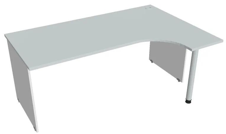 Stůl ergo levý 180*120 cm - Hobis Gate GE 1800 L Dekor stolové desky: šedá, Dekor lamino podnože: bílá, Barva nohy: stříbrná