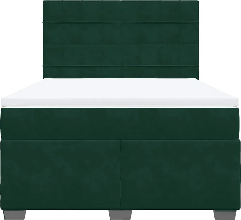 Box spring postel s matrací tmavě zelená 160x200 cm samet 3293257