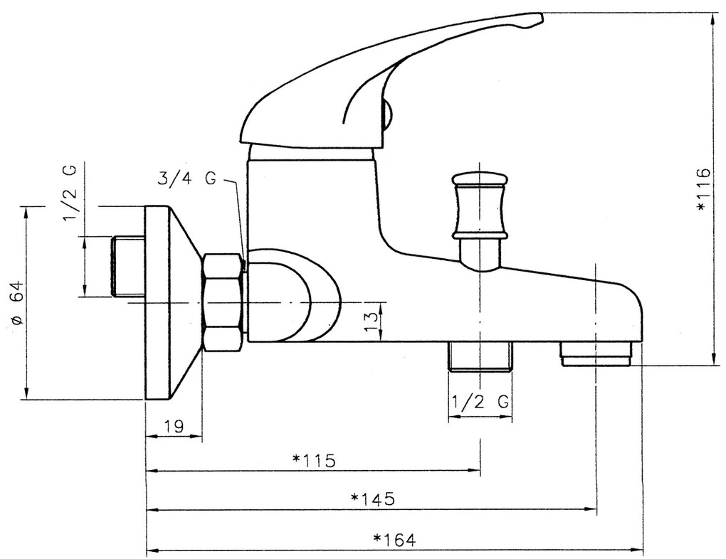 Novaservis Titania Iris 92024/1,0 vanová baterie nástěnná 100 mm