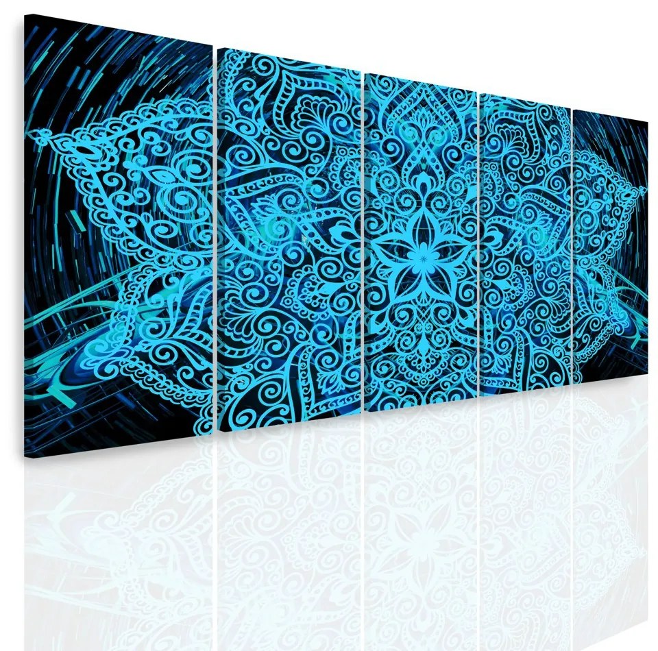 Vícedílný obraz - Modrá mandala v prostoru (150x60 cm) - InSmile ®