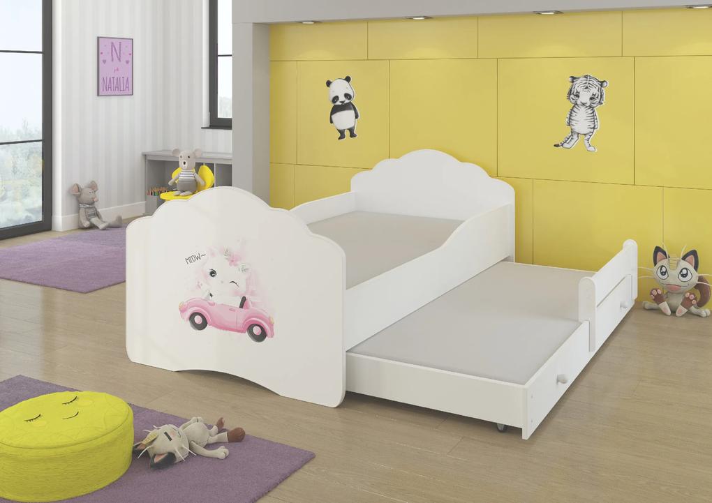 Dětská postel s matracemi CASIMO II 160x80 Motiv: PES A KOČKA