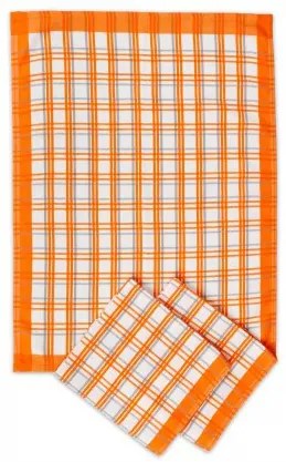SVITAP sleep well Kuchyňské utěrky Extra savé Tradiční káro oranžové 50x70 cm, 3 ks