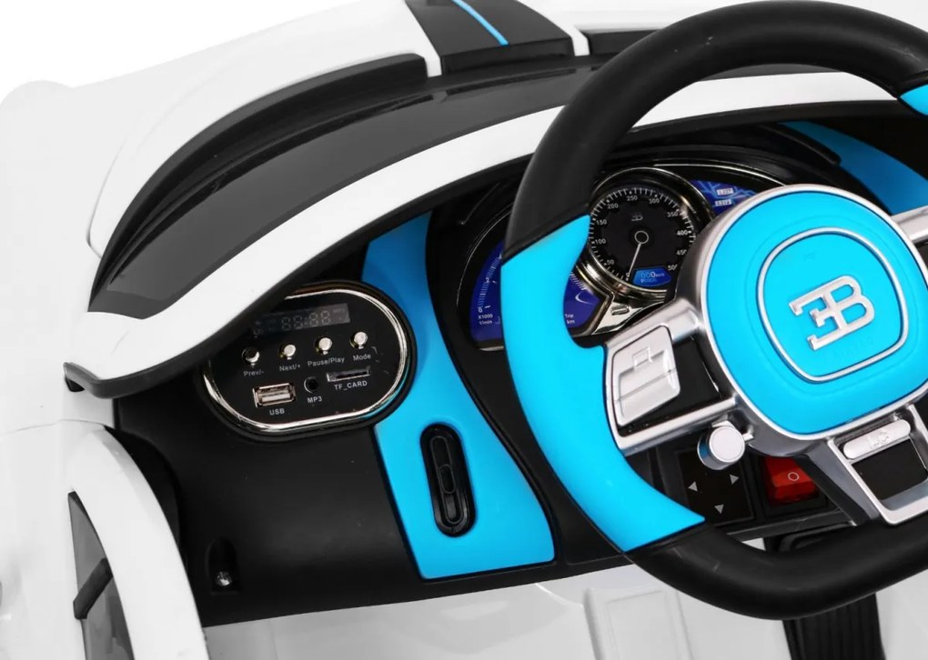 Ramiz Dětské autíčko na baterie Bugatti Divo bílé + dálkové ovládání + EVA kola + pomalý start + LED + MP3