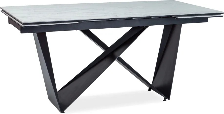 MAXIVA Jídelní stůl rozkládací - CAVALLI II Ceramic, 160x90, bílý mramor/černá