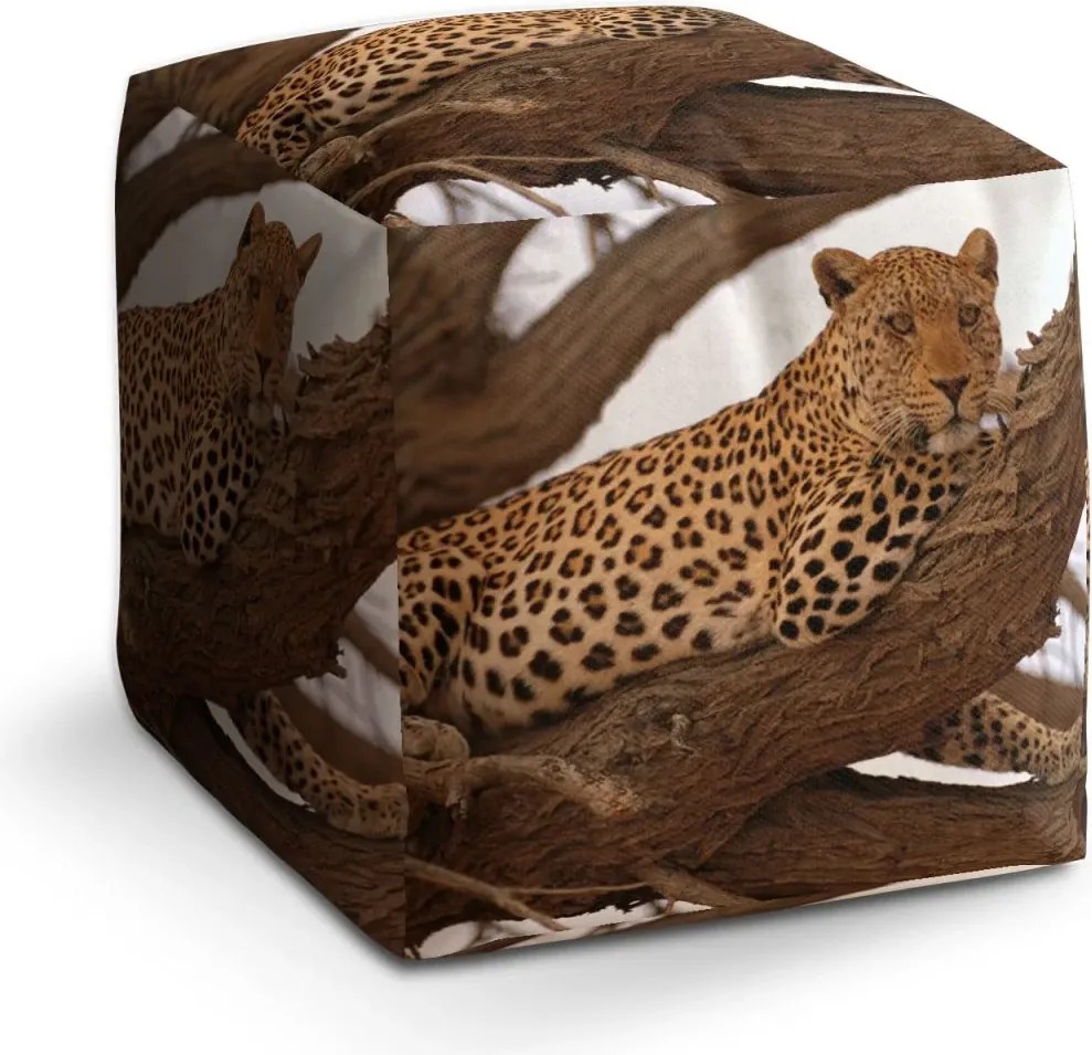 Sablio Taburet Cube Levhart 2 - 60x60x60 cm