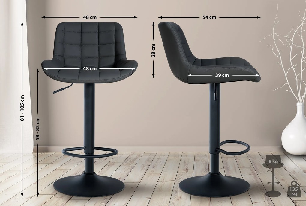 Barová židle Tover umělá kůže – černá