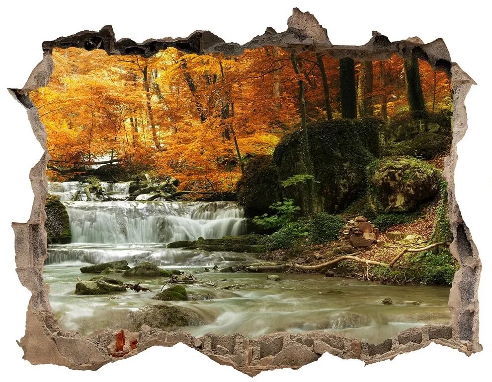 Wallmuralia Nálepka fototapeta 3D výhled Vodopád v lese 95x64 cm