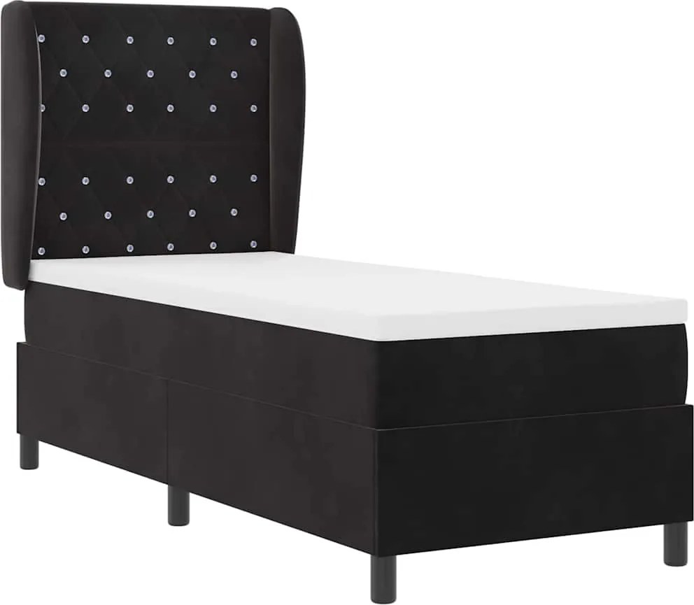 Postel s boxspringem s matrací s čelo Černý 200 x 80 cm samet 3340846