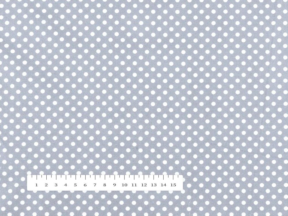 Biante Dětské bavlněné povlečení do postýlky Sandra SA-342 Bílé puntíky na šedém Do postýlky 100x135 a 40x60 cm