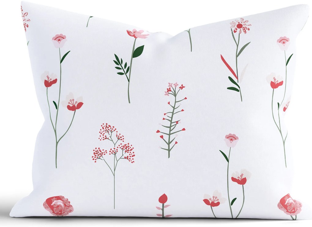 MK Lůžkoviny Bavlněný povlak na polštář Renforcé 70 x 90 cm - Vlčí máky bílé
