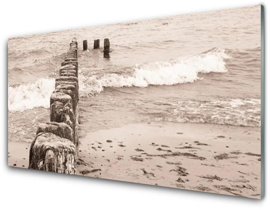 akrylový obraz Moře Pláž Architektura 140x70 cm
