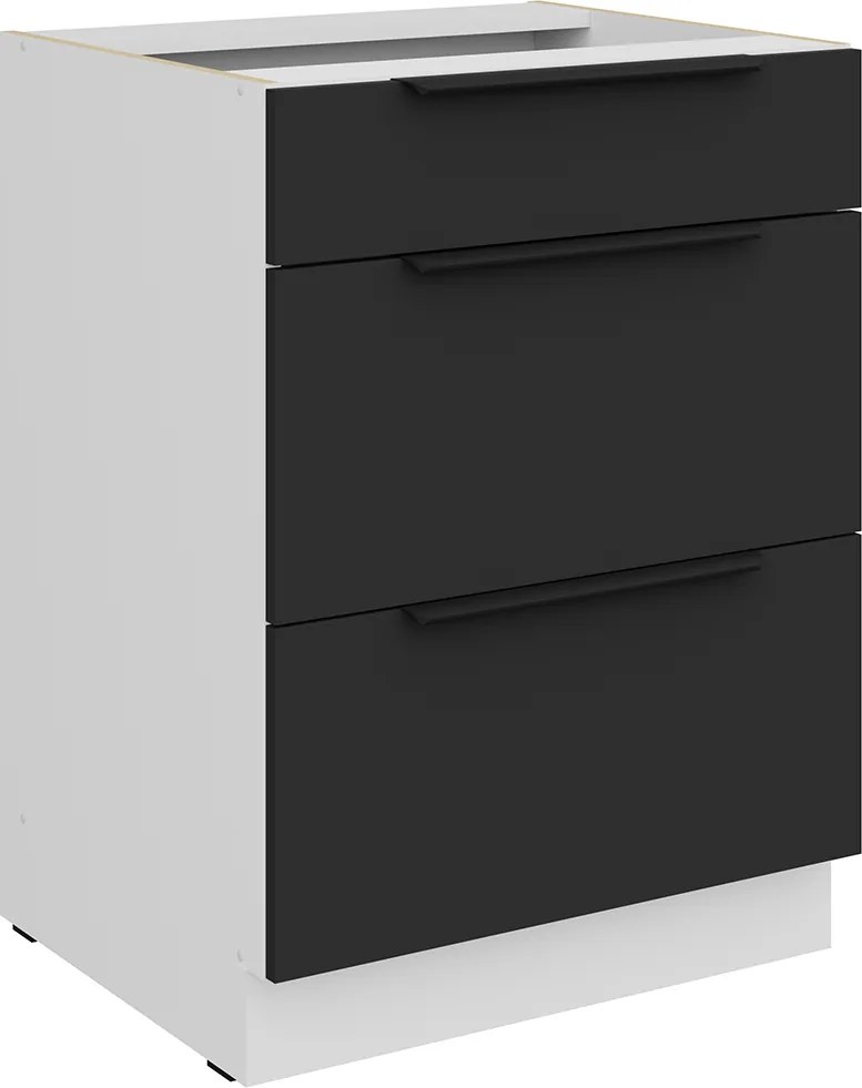ARIA bc | dolní skříňka 60 D 3S zásuvková | 60 cm | PREMIUM BOX | bílá/černá