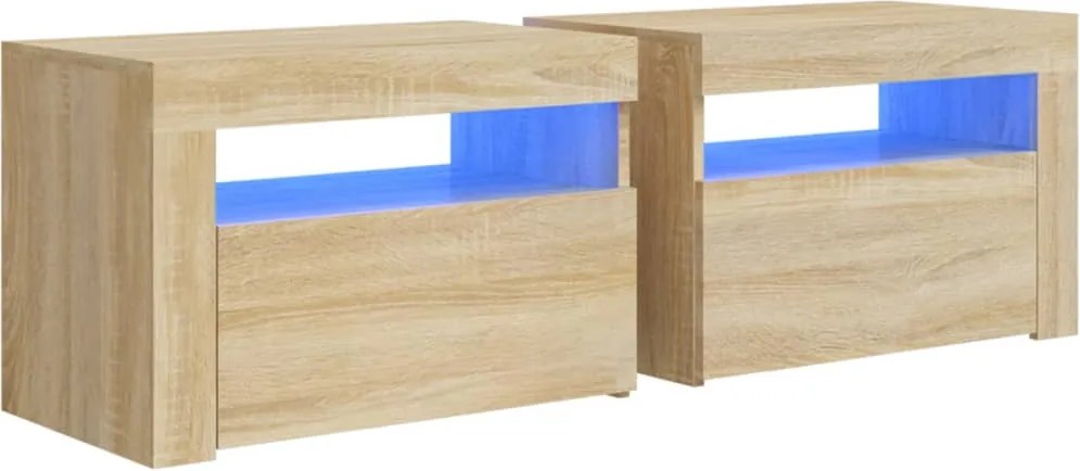 Noční stolky 2 ks s LED osvětlením dub sonoma 60 x 35 x 40 cm 3080737