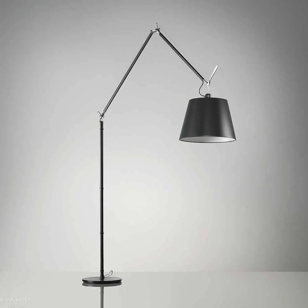 Artemide 0778030A + 0779030A + 0772030A Tolomeo Mega Terra 42, černá stojací lampa se stmívačem pro 1x150W E27, černé stínítko, max 334cm