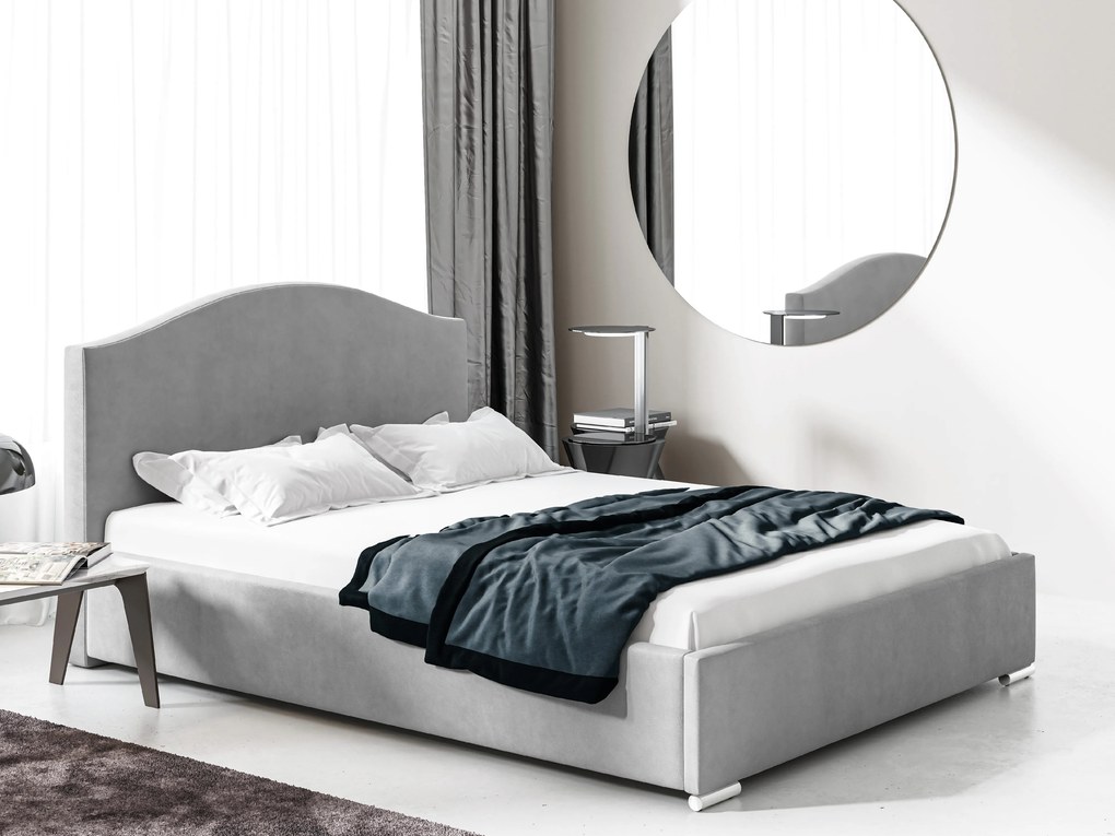 Eka Čalouněná postel MONTANA 160x200 cm Barva látky Trinity: Krémově bíla (Trinity 2301), Úložný prostor: S kovovým rámem úložného prostoru