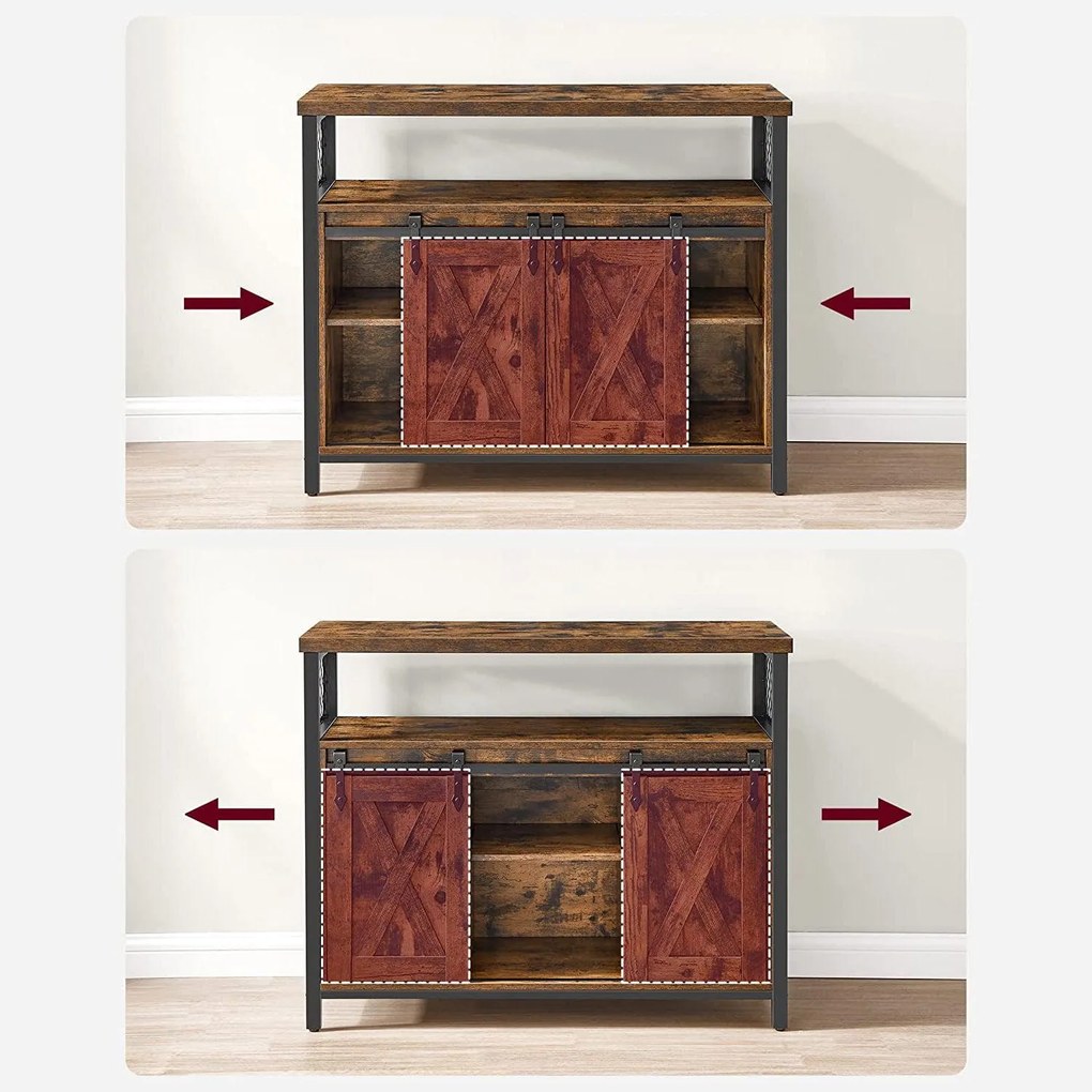 Jídelní skříň, kuchyňská skříň 100 x 33 x 80 cm rustikální hnědá a černá