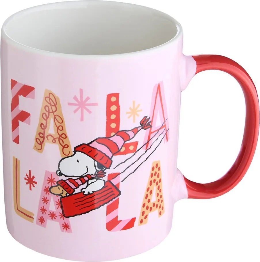 PEANUTS Hrnek "FaLaLaLa" 380 ml - sv. růžová