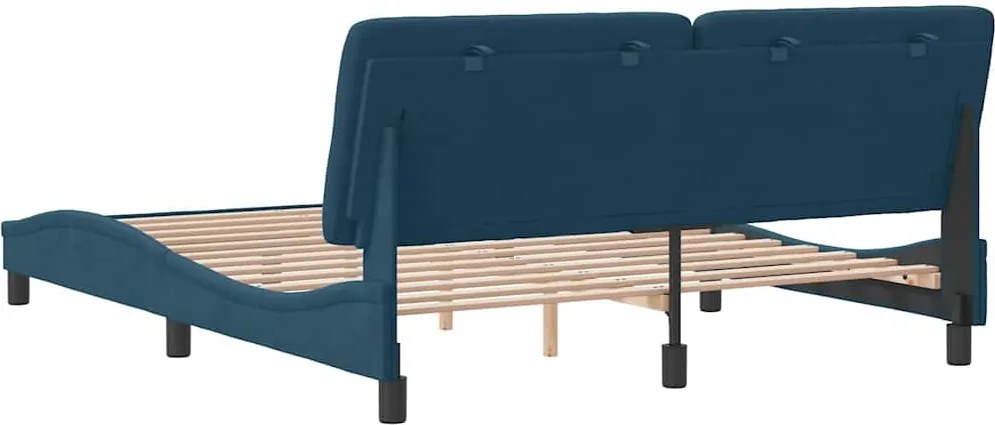 Rám postele bez matrace modrý 160 x 200 cm samet 3207933