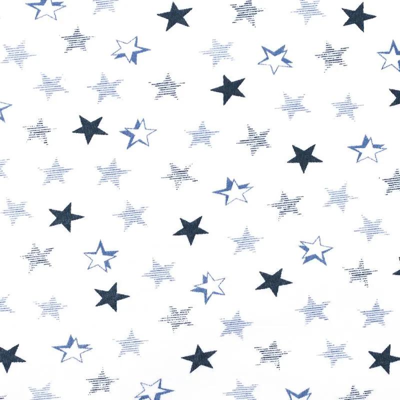 SCANquilt povlečení JERSEY hvězdy bílomodrá 140 x 200/70 x 90 cm