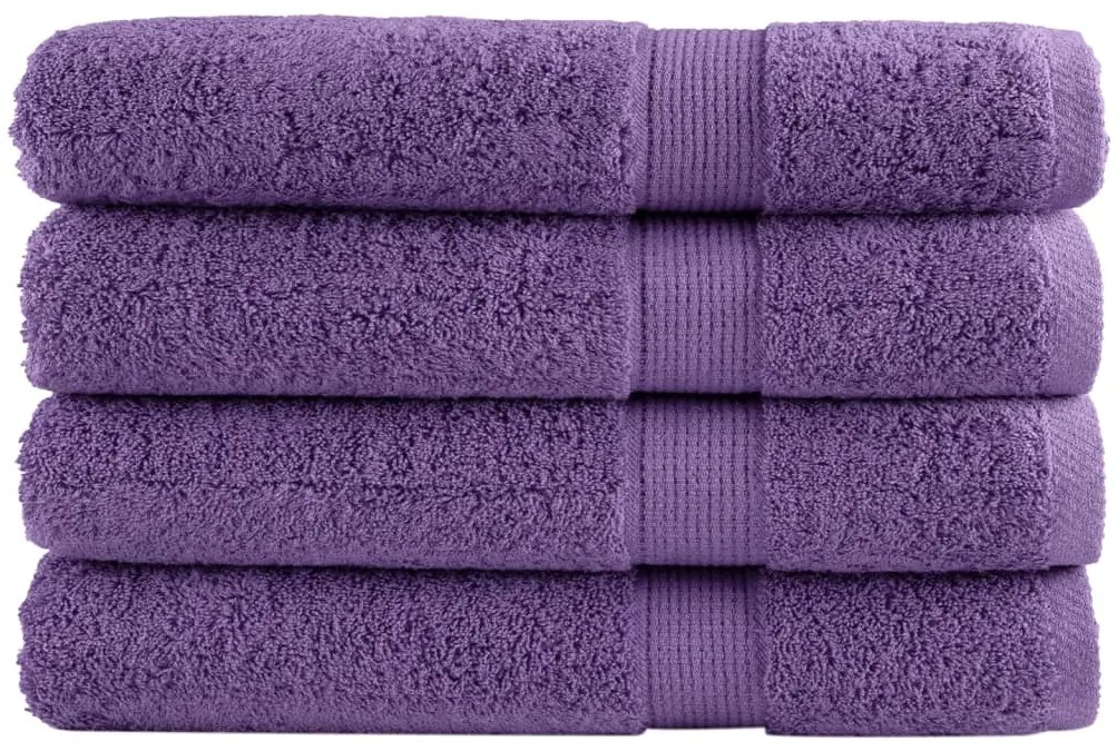 Premium ručníky SOLUND 4 ks fialové 80 x 200 cm 600 g/m² 137363
