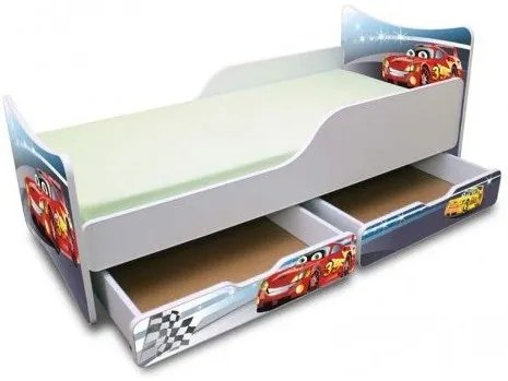 MAXMAX Dětská postel 200x90 cm se šuplíkem - AUTOMOBILEK