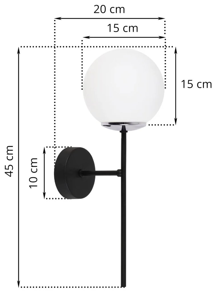 Nástěnné svítidlo Florence, 1x bílé skleněné stínítko, B/CH