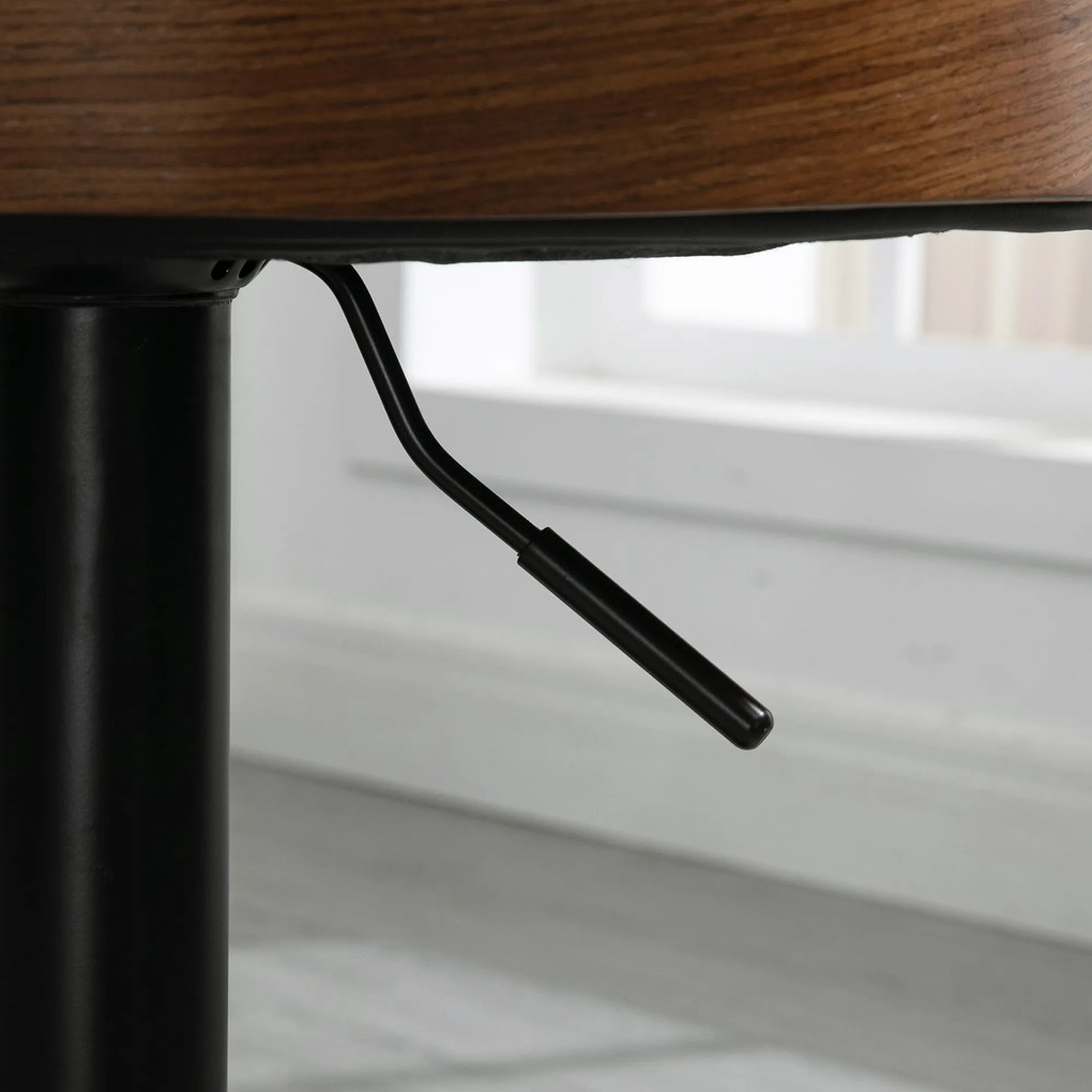 HOMCOM sada 2 barových židlí otočné barové židle s podnožkou výškově nastavitelné imitace kůže dřevo 48 x 49,5 x 76-96 cm do kuchyně a baru | Aosom.de