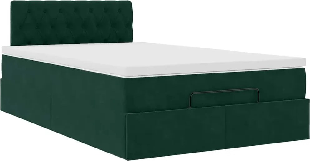 Osmanská postel s matrací & LED tmavě zelená 120x190cm samet 3312683