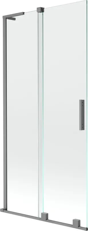 Mexen Velar L, 2-křídlová posuvná vanová zástěna 90 x 150 cm, 8mm čiré sklo, grafitová matná, 896-090-003-01-95